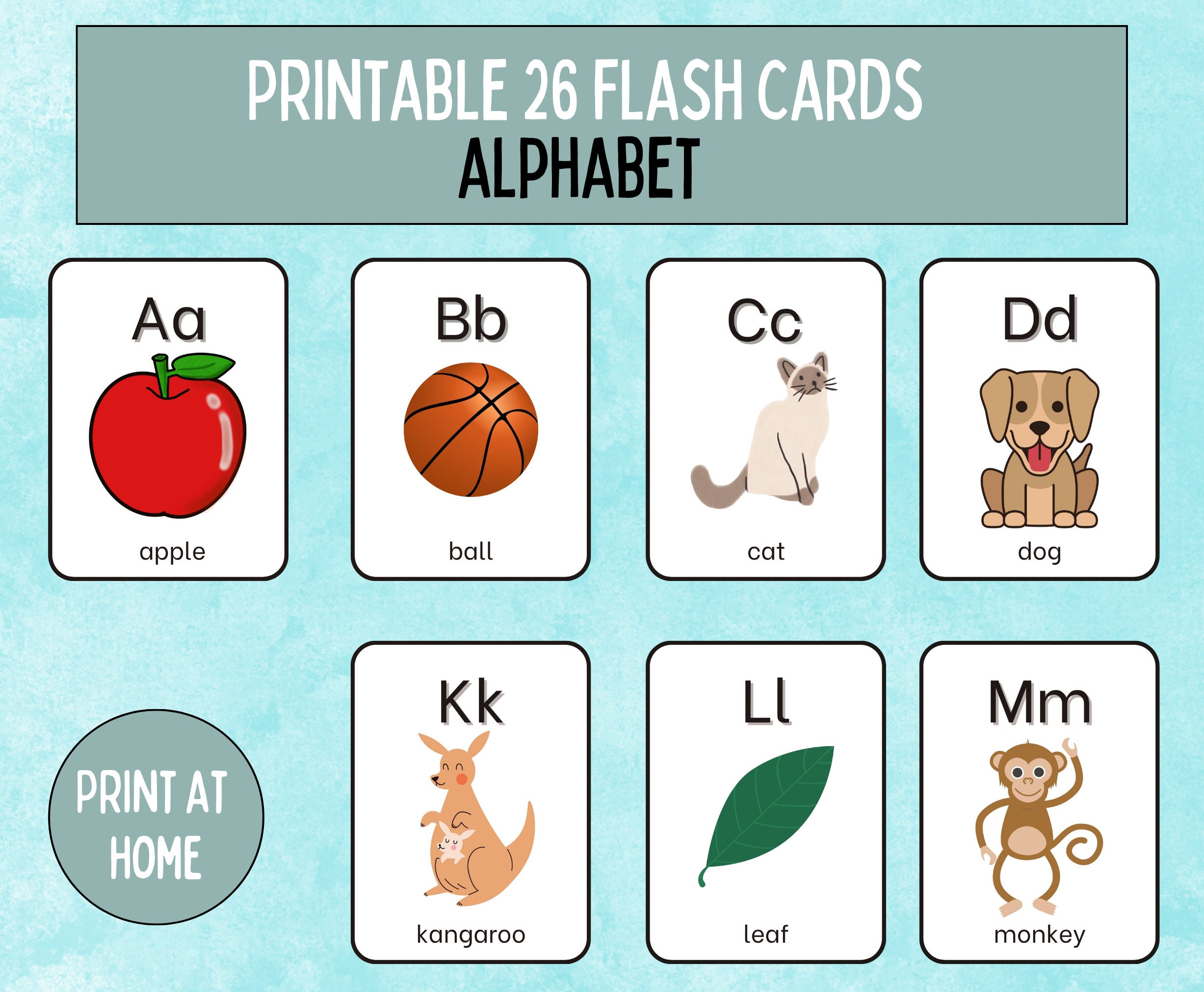 Alphabet Flashcards Printable, ABC Picture Cards, Preschool Alphabet ...