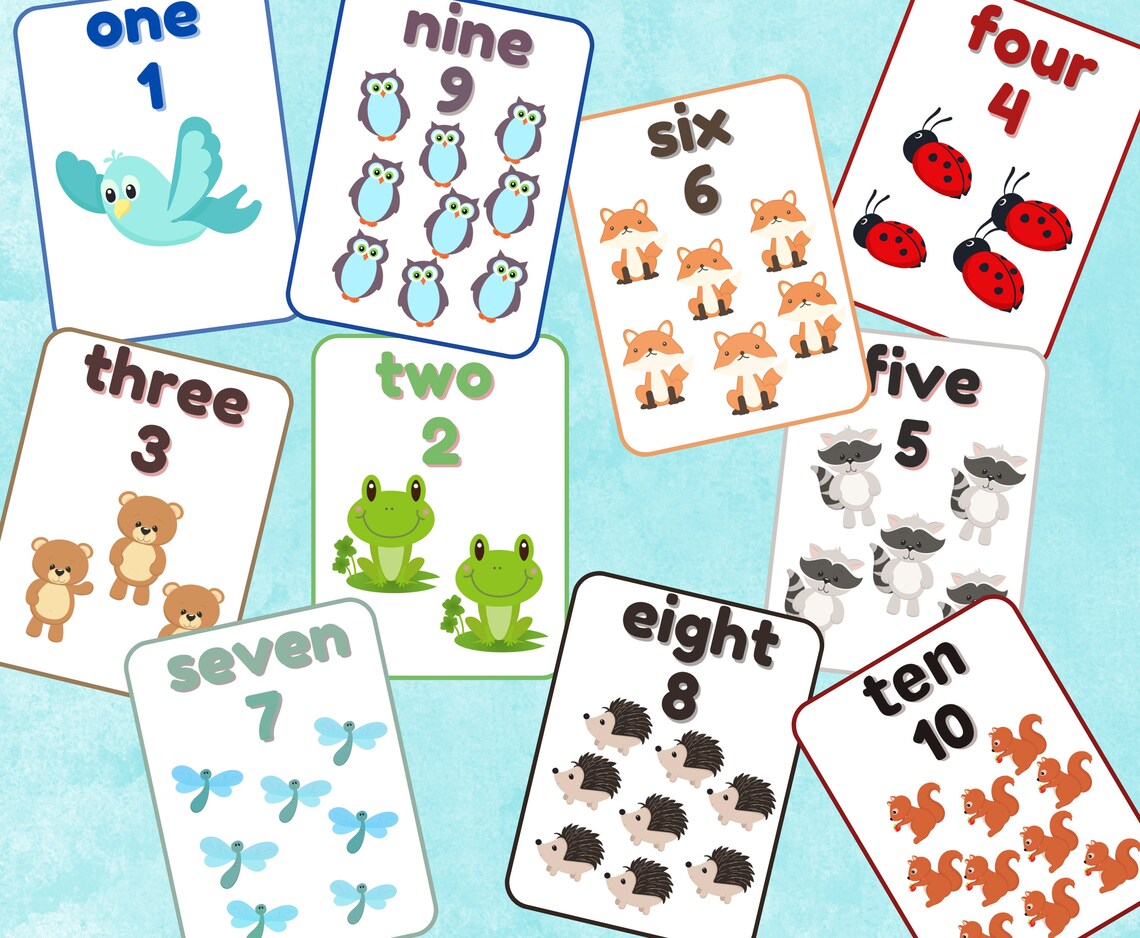 Number Flash Cards Printable,1 -10 Counting Skills, Forest Animals ...