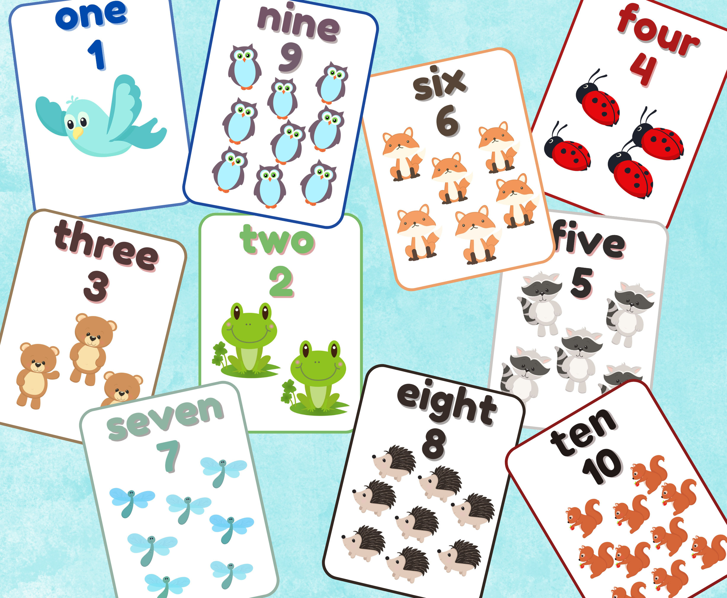 Number Flash Cards Printable,1 -10 Counting Skills, Forest Animals ...
