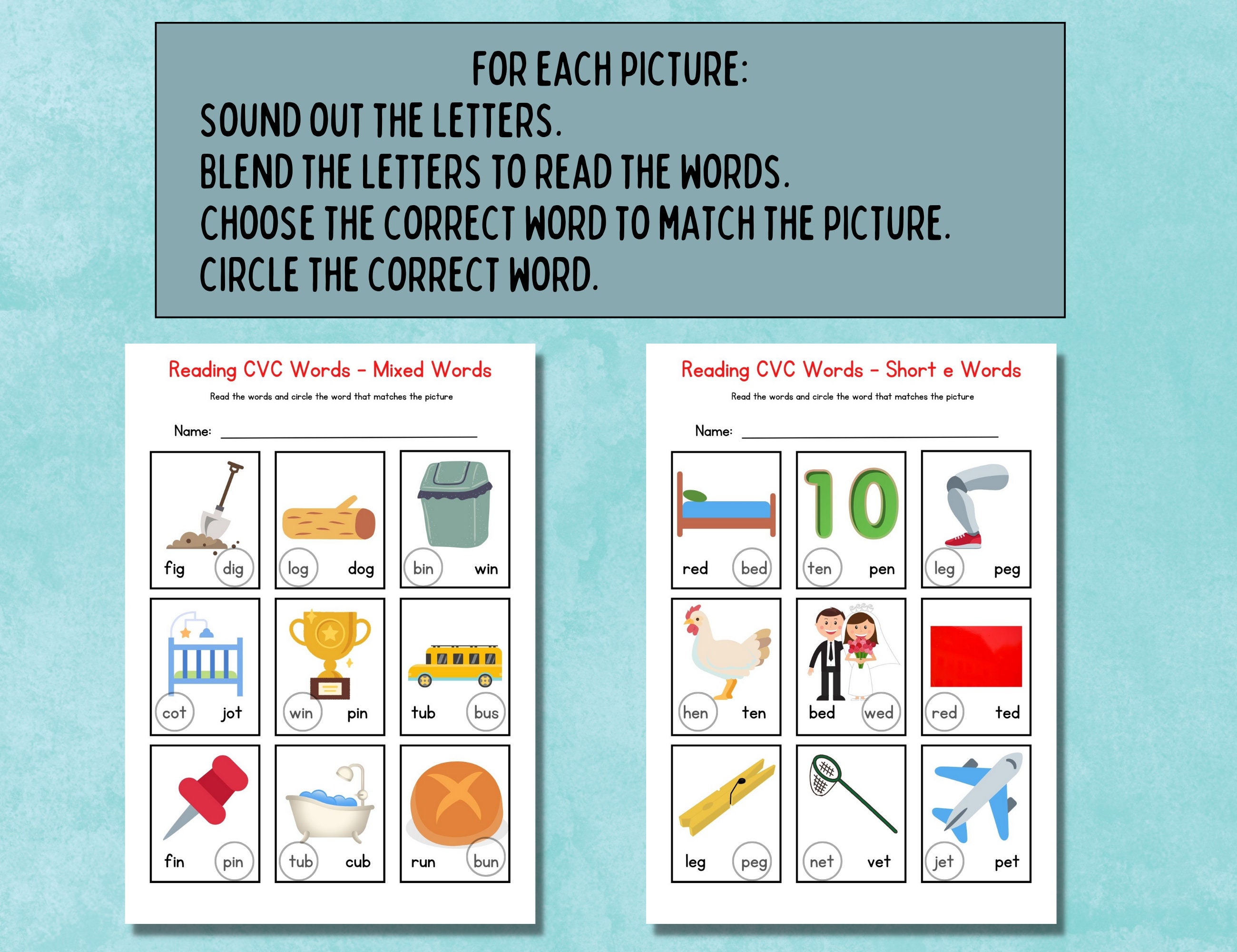 CVC Printable Bundle I Spy Cvc's Reading Cvc'c - Etsy