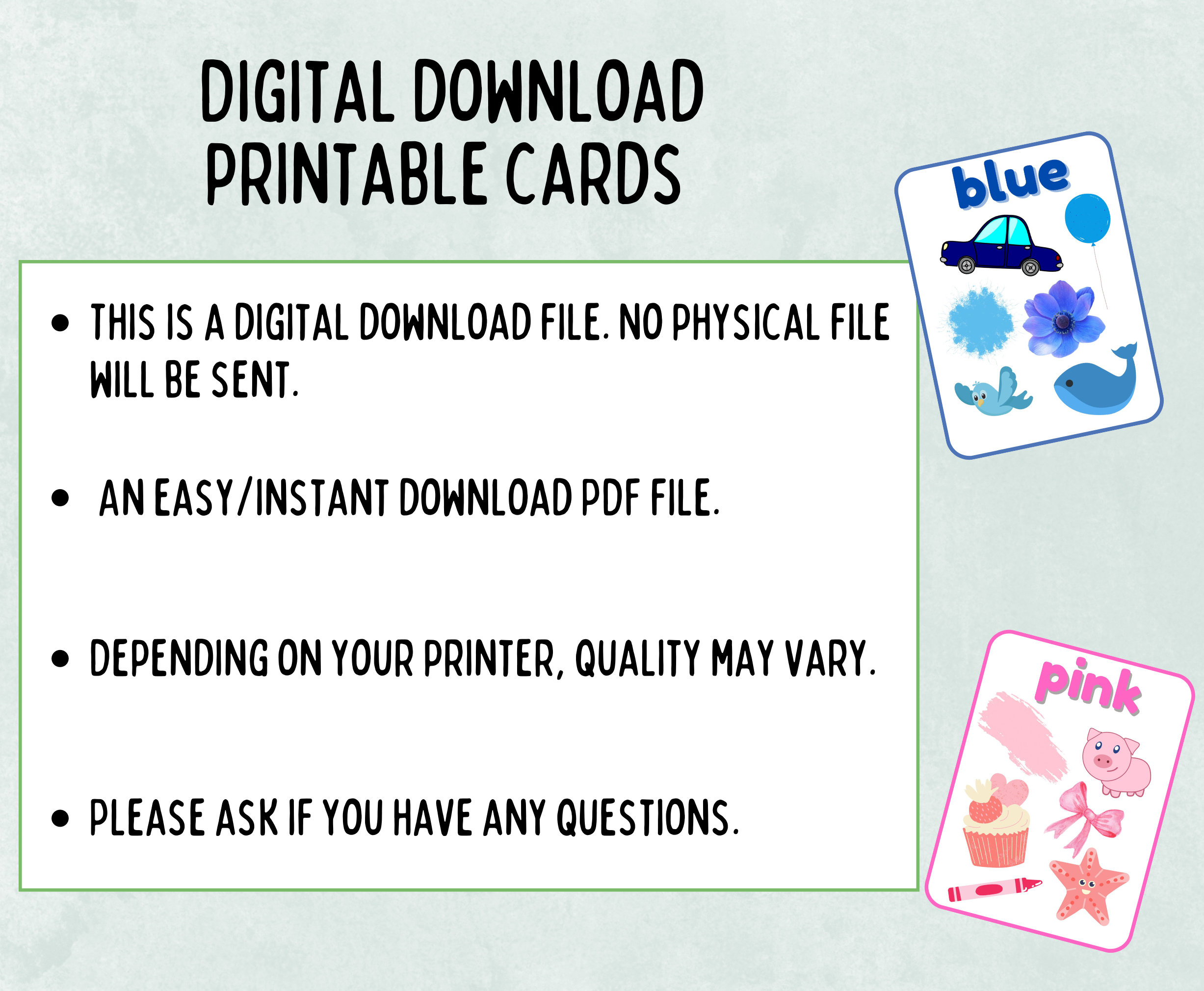 Printable Colour Flashcards: Preschool Learning (PDF) - Etsy