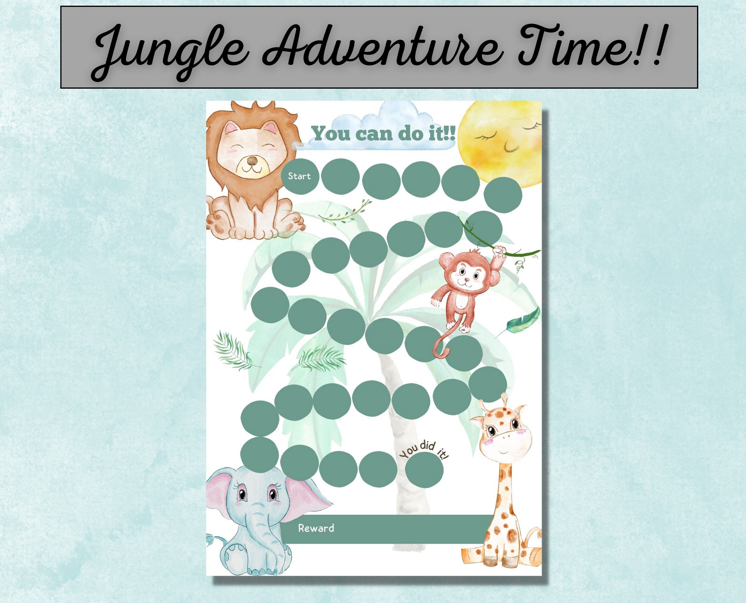 Safari Kids Reward Chart, Printable Jungle Sticker Chart, Instant ...