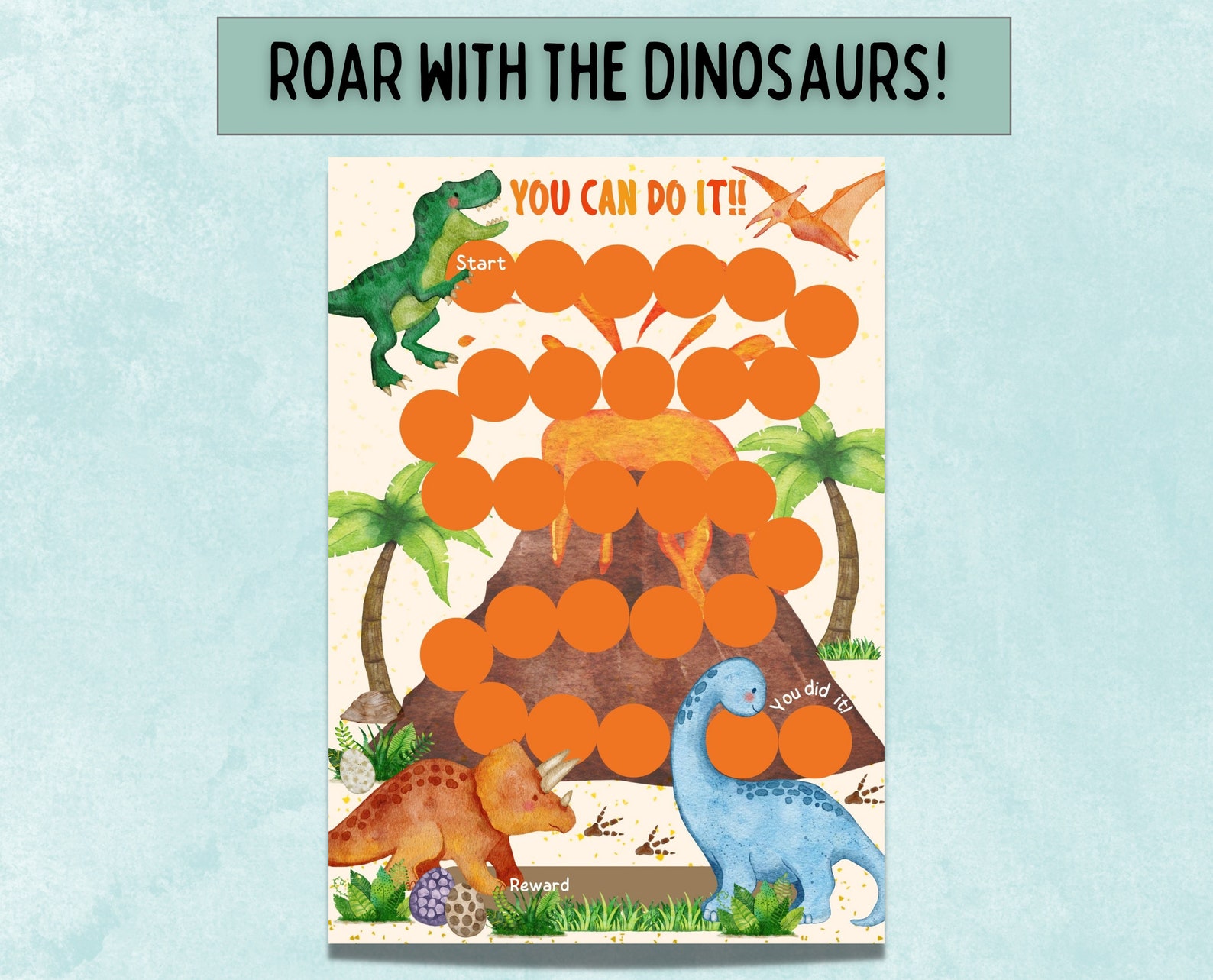 Dinosaur Reward Chart Printable, Dinosaur Sticker Chart, Toddler Chore ...