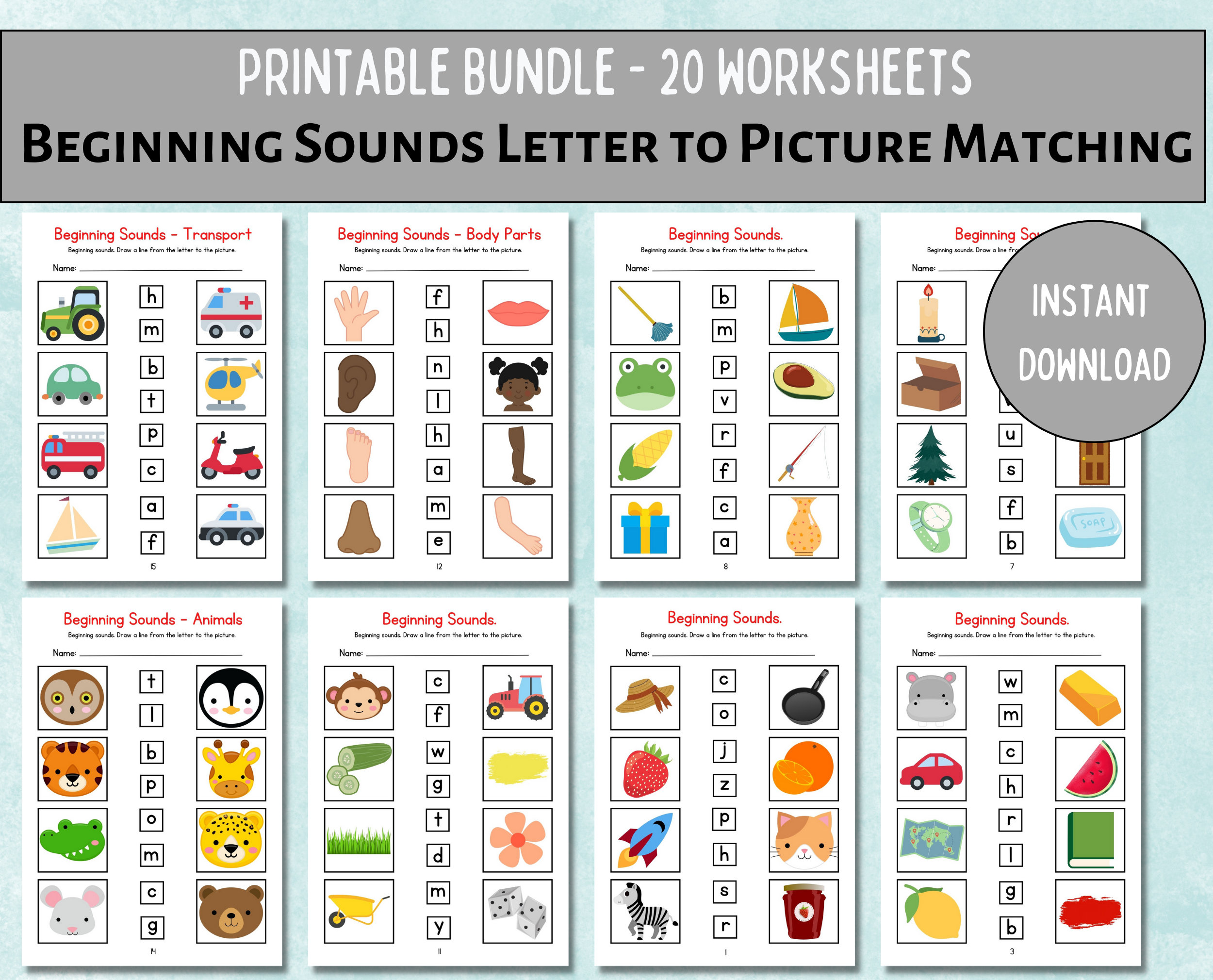 Free Printable Beginning Sounds Worksheets