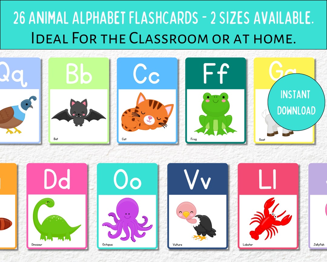 Alphabet Flashcards Printable, ABC Picture Cards, Preschool Alphabet ...