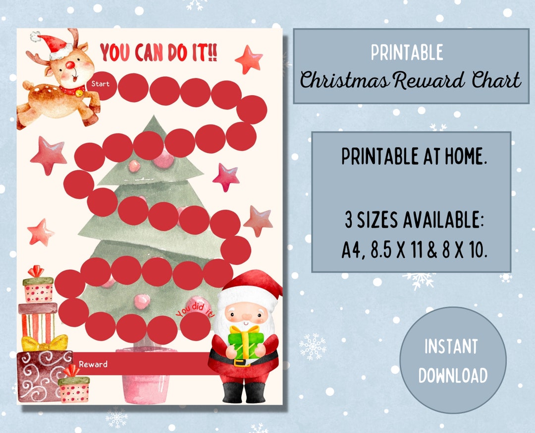 Christmas Reward Chart Printable, Sticker Chart Printable, Kids Chore ...