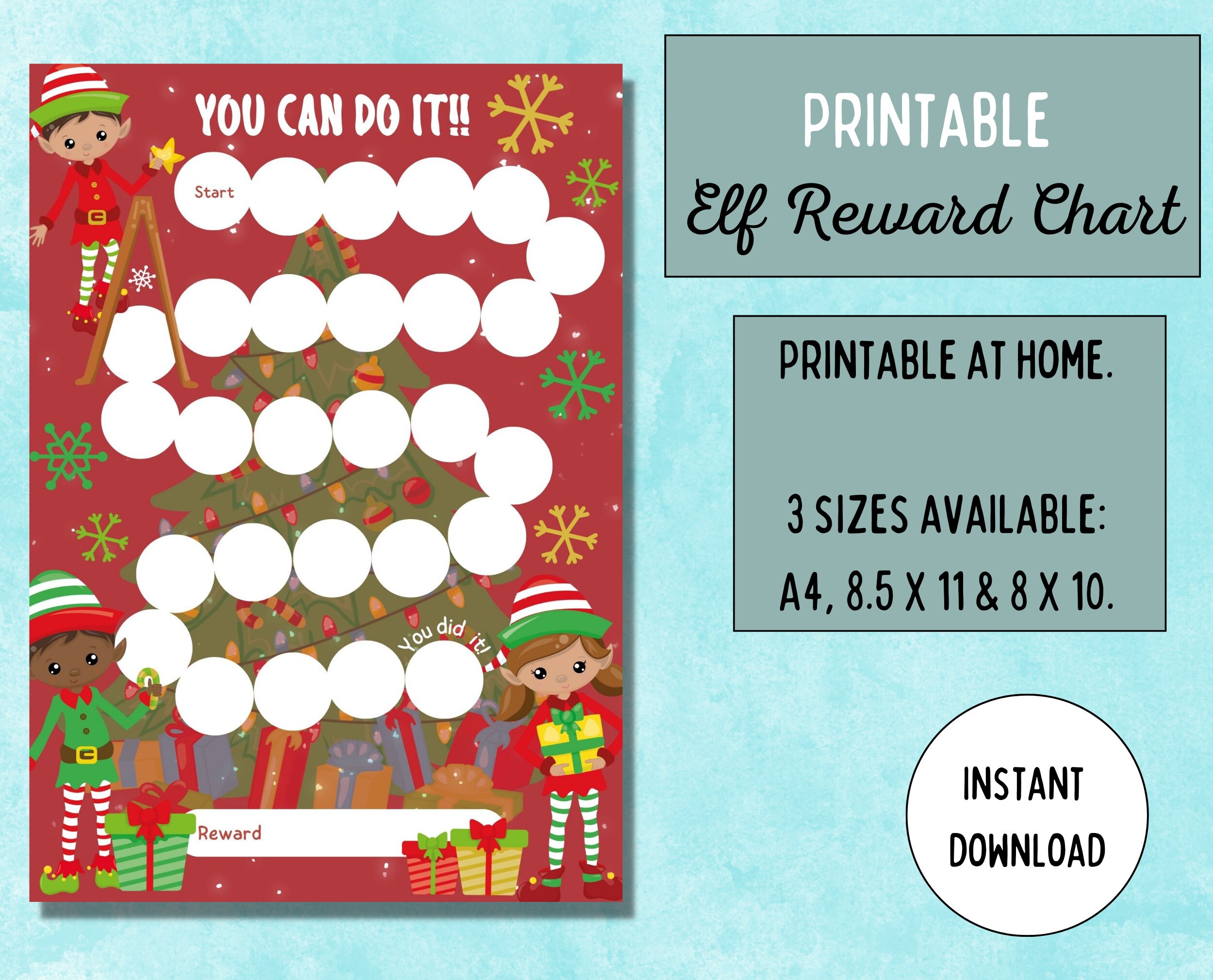 Christmas Reward Chart Printable, Sticker Chart Printable, Kids Chore ...