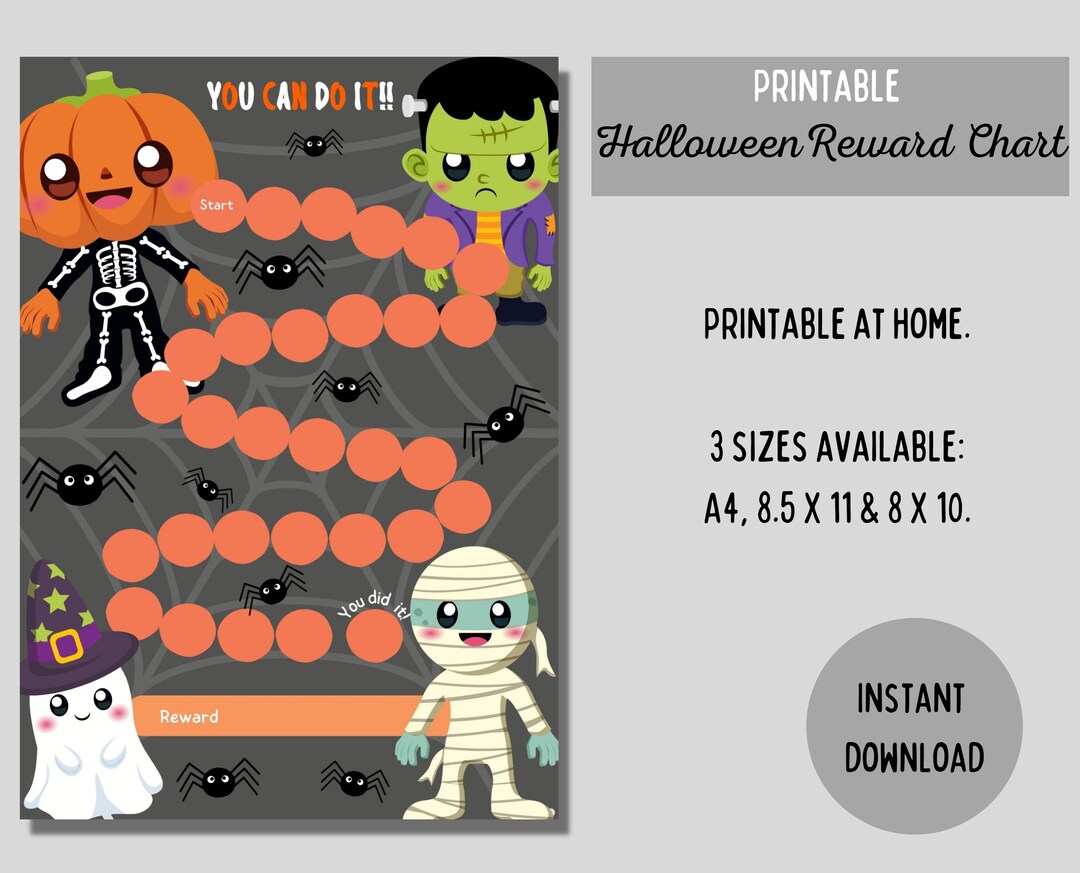 Halloween Reward Chart Printable Daily Chore Chart Kids - Etsy