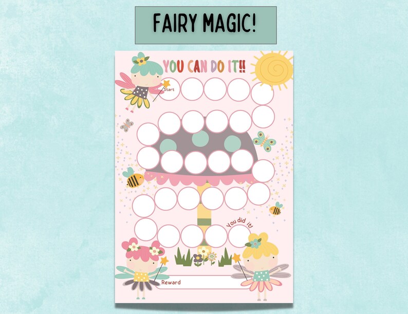 Fairy Reward Chart Printable,daily Chore Chart Kids, Sticker Chart ...