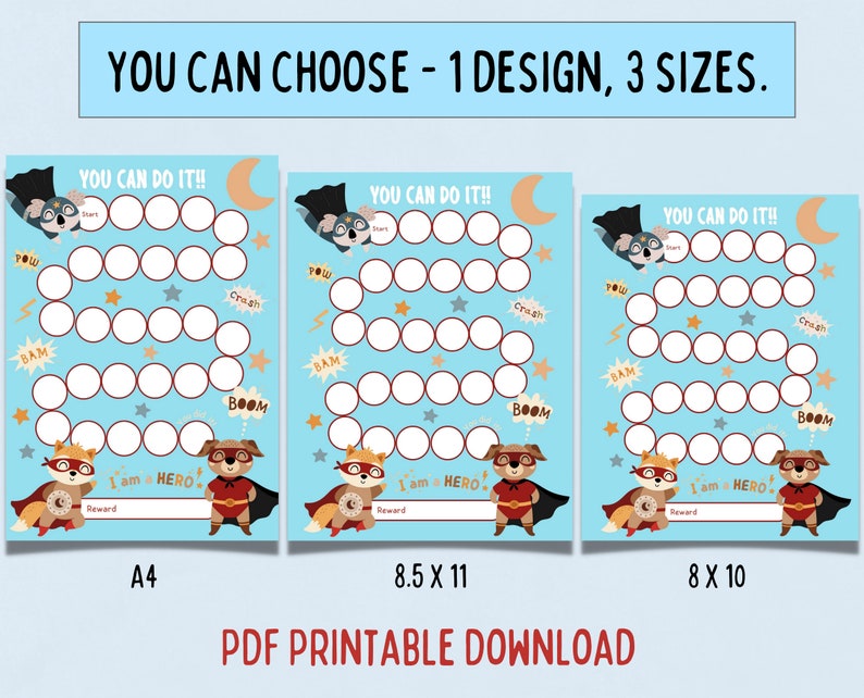 Superhero Reward Chart Printable Daily Chore Chart Kids - Etsy