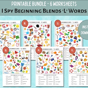 Consonant Blends I Spy Game: Phonics Worksheets (digital Download) - Etsy