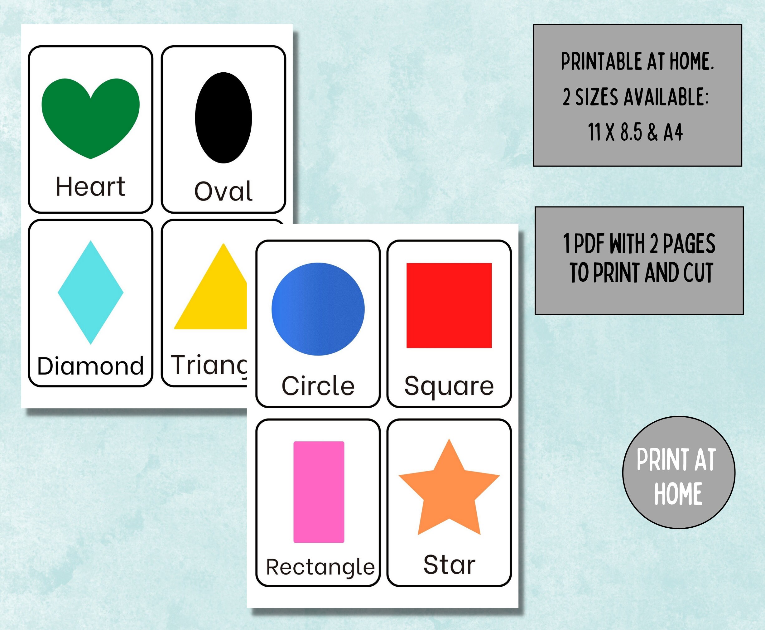 Printable Shape Flashcards Shape Flashcards Homeschool - Etsy Australia