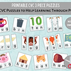 CVC Printable Word Puzzles, Preschool Worksheets, Homeschool CVC ...