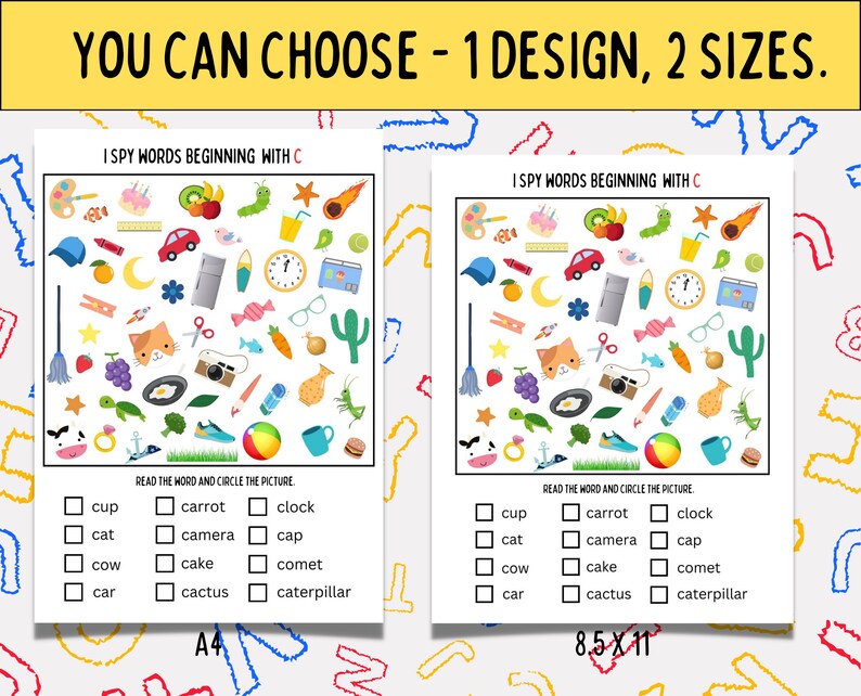 I Spy Words Beginning With C Printable, Initial Sounds Worksheet, Learn ...