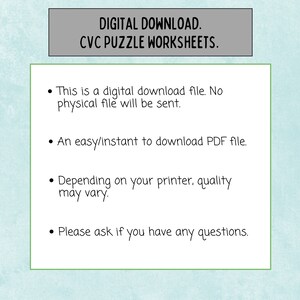 CVC Printable Word Puzzles, Preschool Worksheets, Homeschool CVC ...