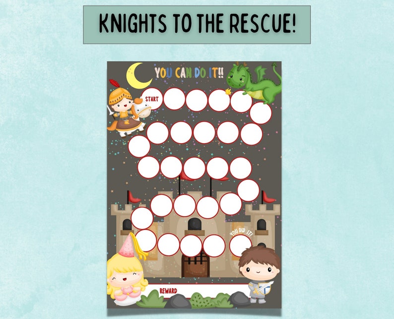 Printable Knights Reward Chart, Kids Daily Chore Chart, Boys Sticker ...