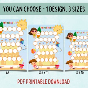 Summer Reward Chart for Kids Printable, Girls Sticker Chart Printable ...