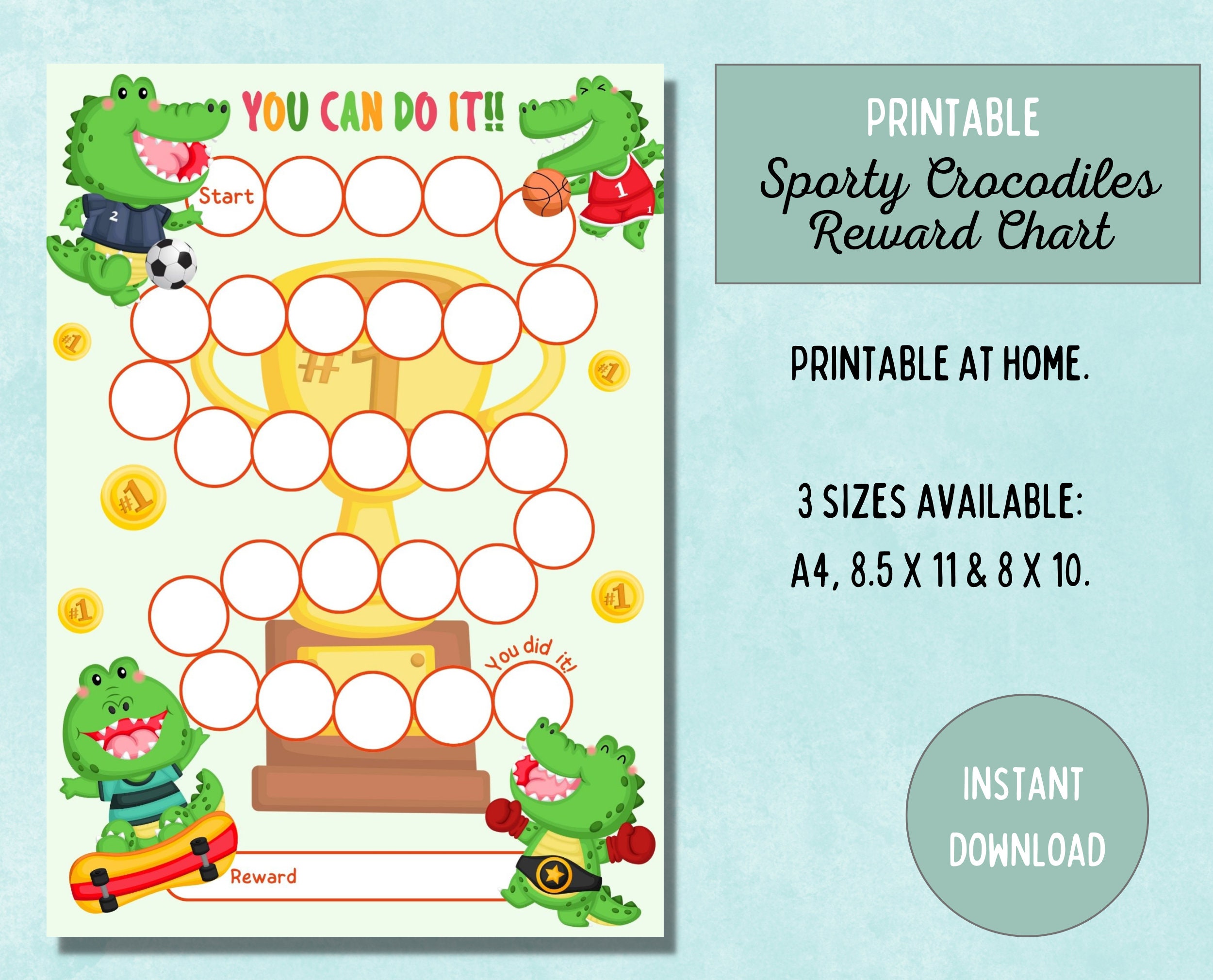 Sports Reward Chart, Printable Routine Sticker Chart, Kids Daily Chore ...