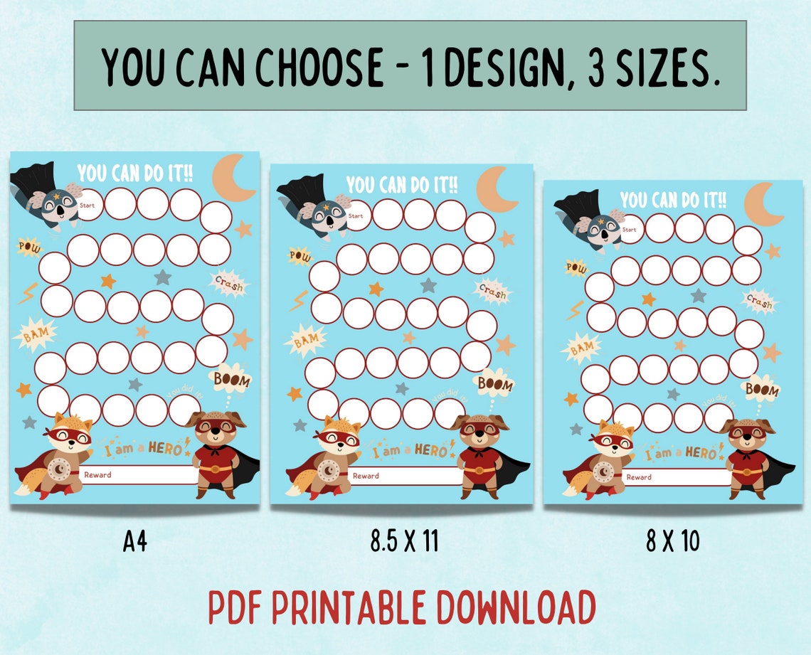 Superhero Reward Chart Printable for Kids,behavior Chart, Motivational ...