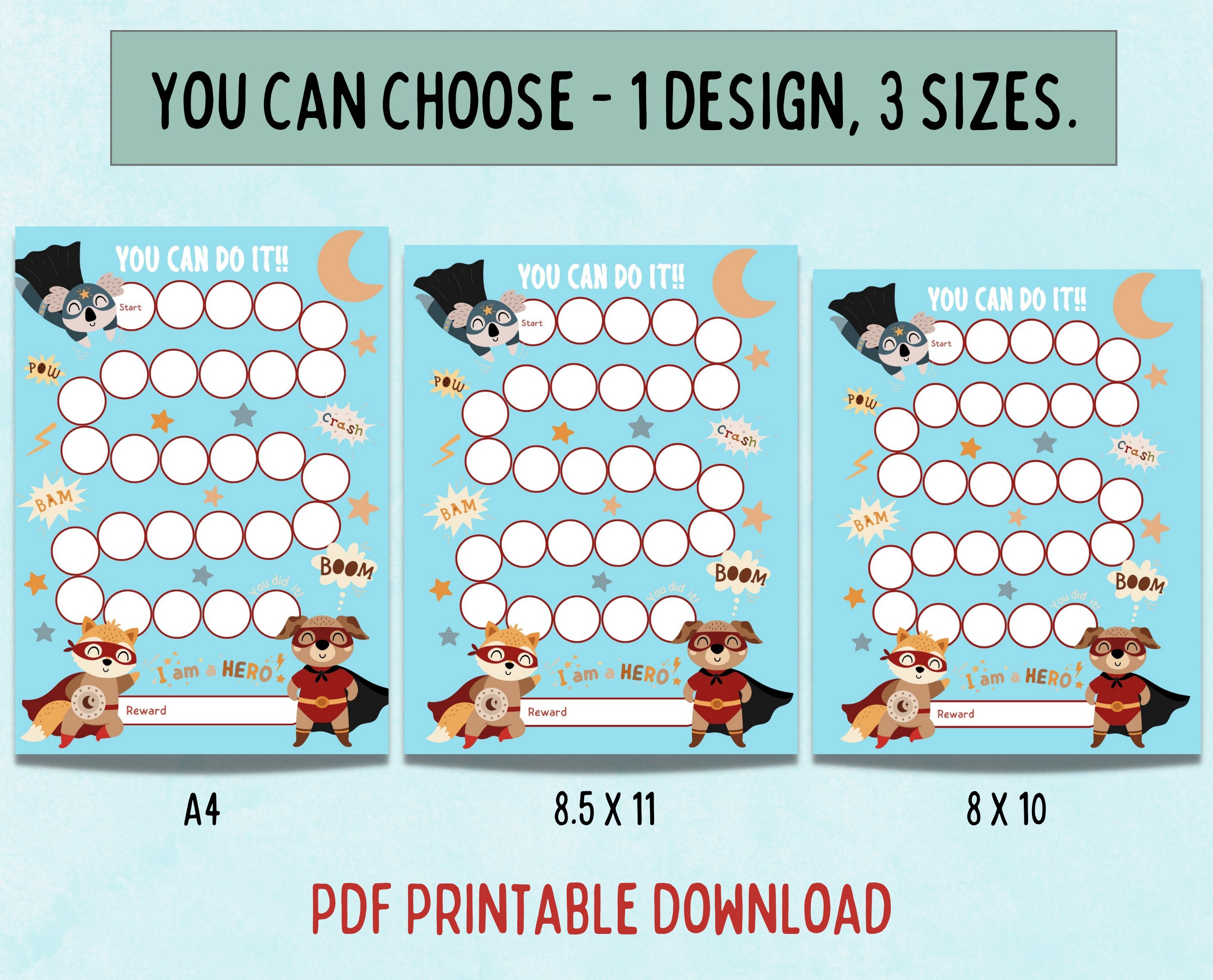 Printable Sticker Chart,superhero Reward Chart,behavior Chart Kids ...