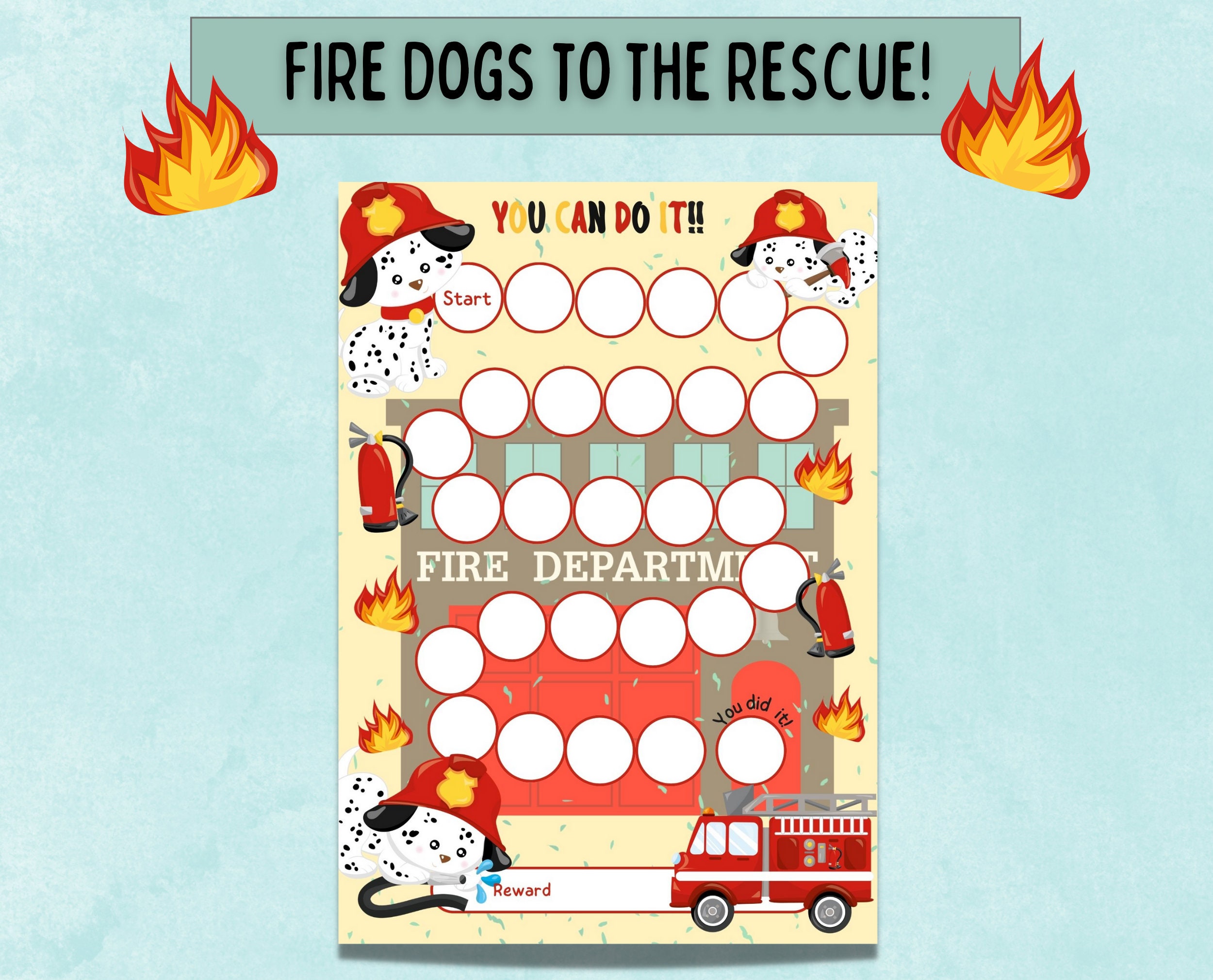 Printable Fire Dog Reward Chart, Daily Chore Chart, Kids Routine ...