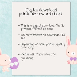 Printable Easter Reward Chart, Easter Kids Behaviour Chart, Instant ...