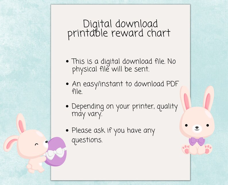 Printable Easter Reward Chart, Easter Kids Behaviour Chart, Instant ...