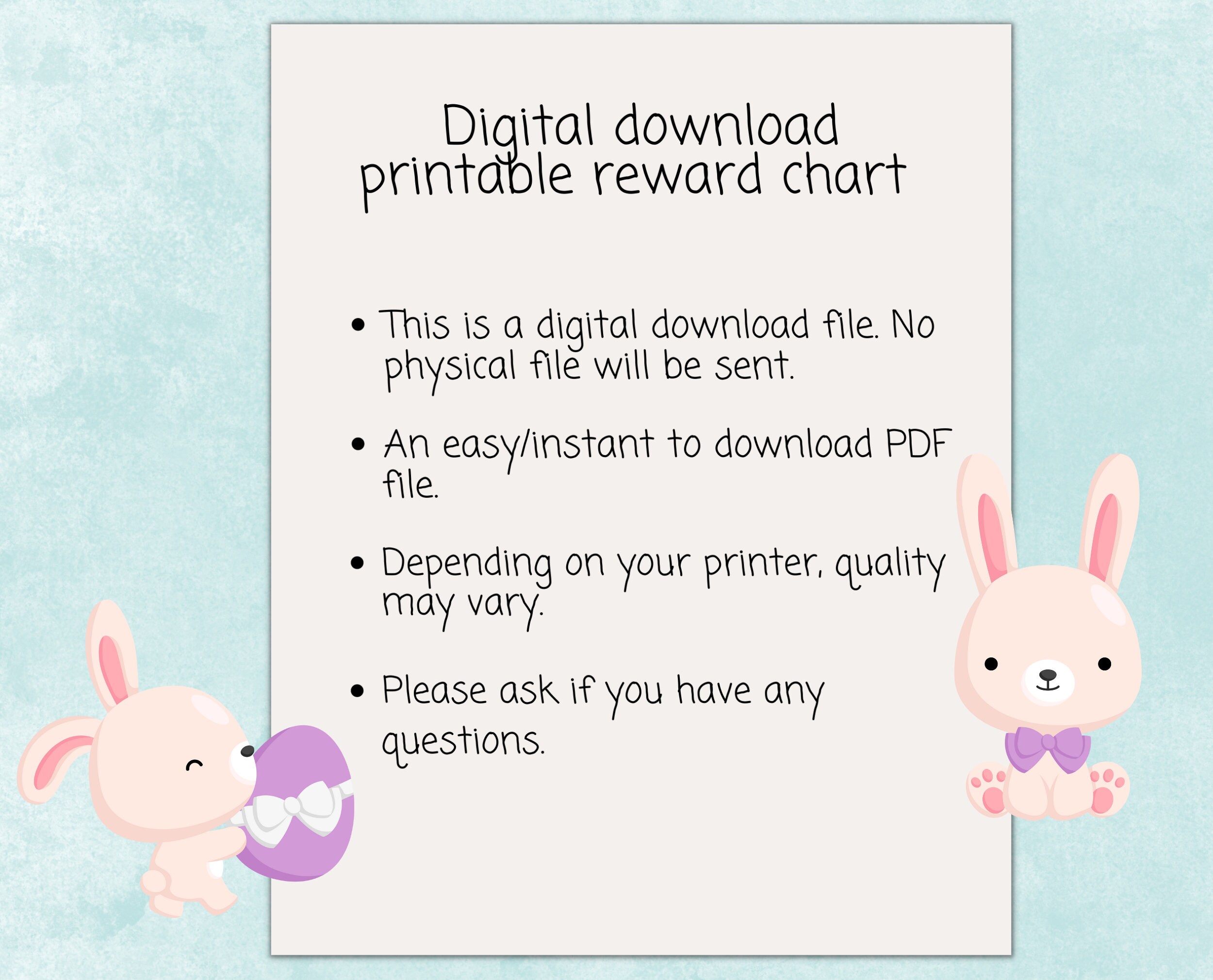 Printable Easter Reward Chart, Easter Kids Behaviour Chart, Instant ...