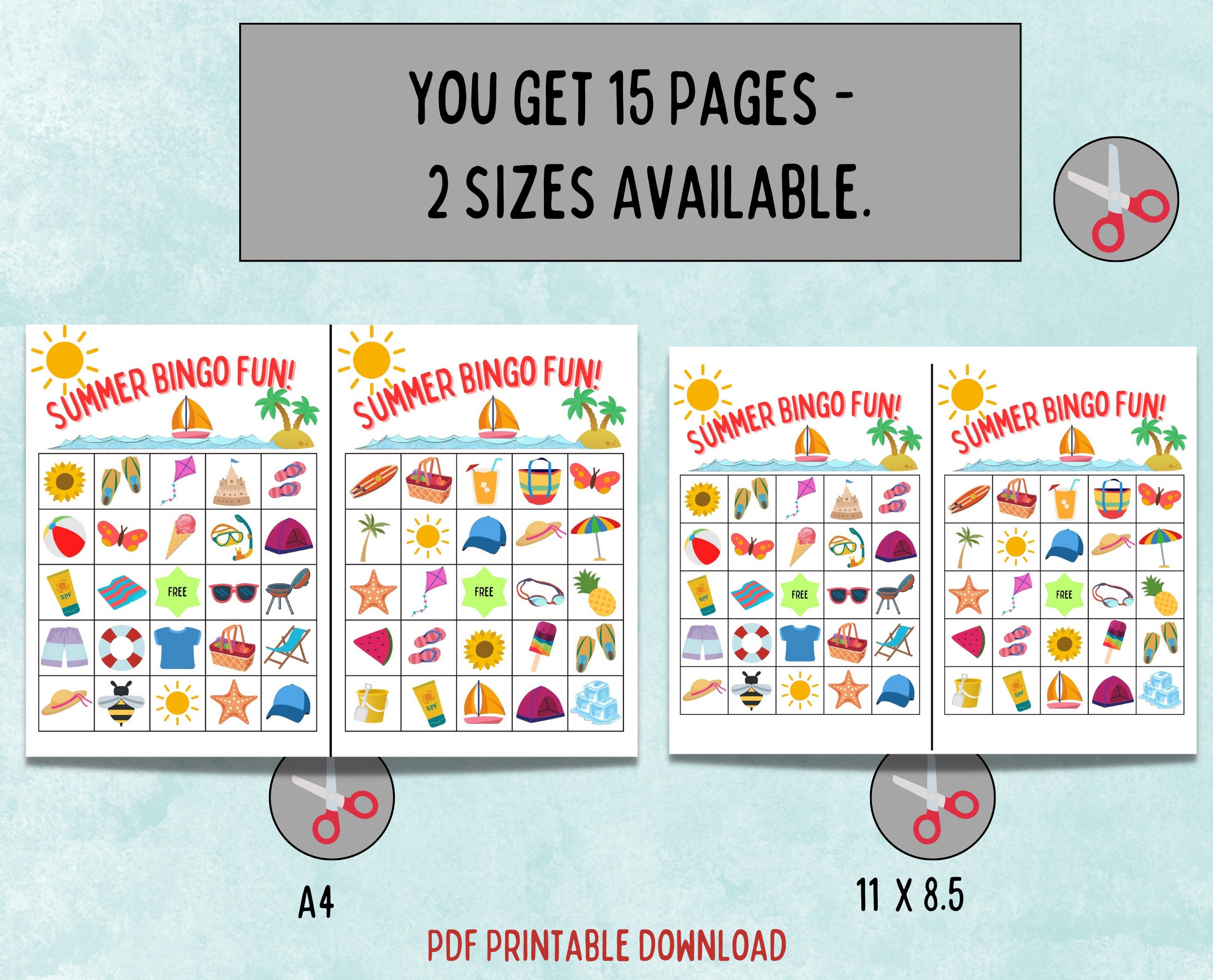 Summer Bingo Printable Game,learn to Read,summer Fun Kids Activities ...