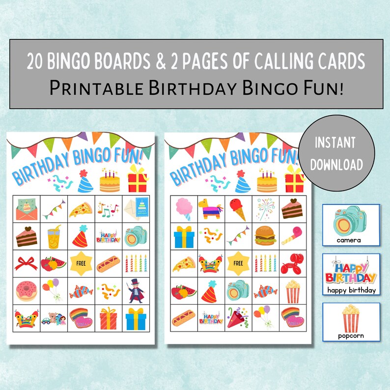 Birthday Bingo Printable Game,birthday Bingo, Birthday Kids Activities ...