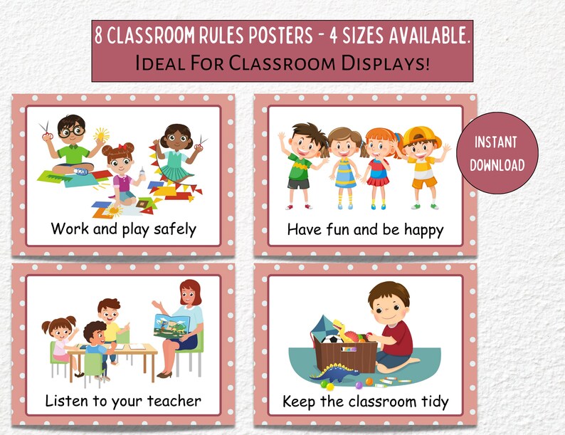 Classroom Rules Poster Set: Elementary Teacher Decor (digital Download ...