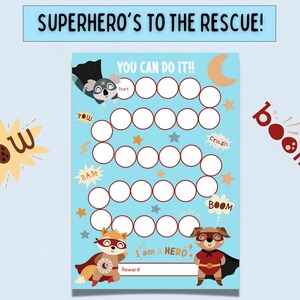 Superhero Reward Chart Printable, Daily Chore Chart Kids, Superhero ...