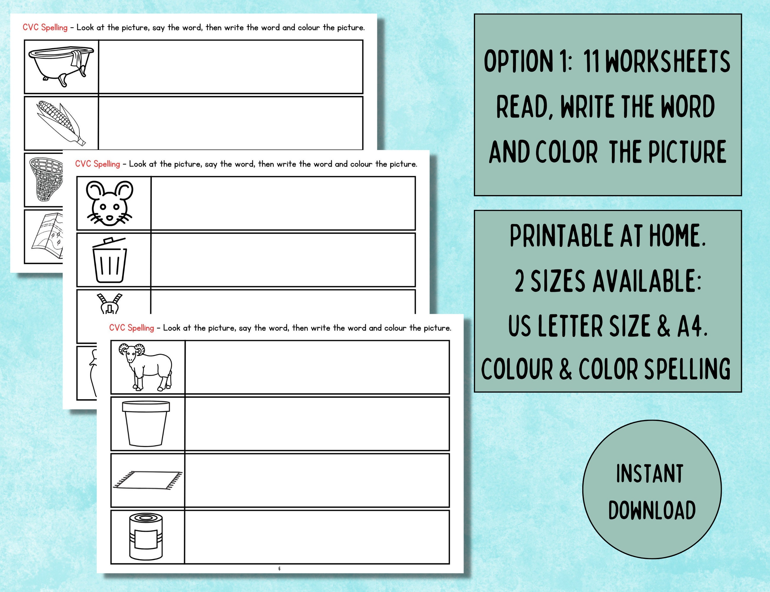 CVC Printable, CVC Worksheets, CVC Reading and Writing, Learn to Read ...