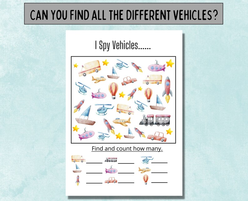 I Spy Printable Activities for Preschool, 4 I Spy Counting Games, Look ...