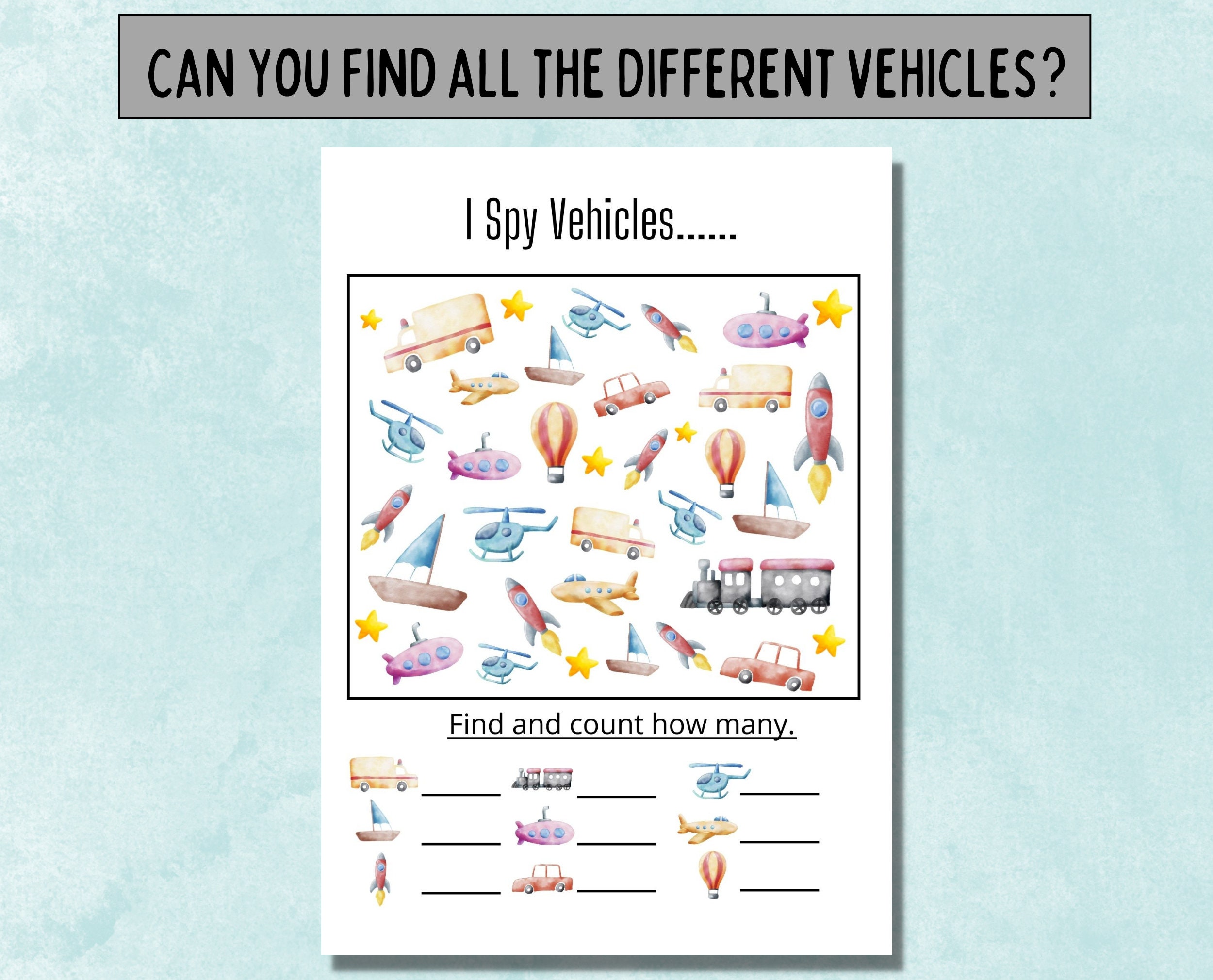 I Spy Printable Activities for Preschool, 4 I Spy Counting Games, Look ...