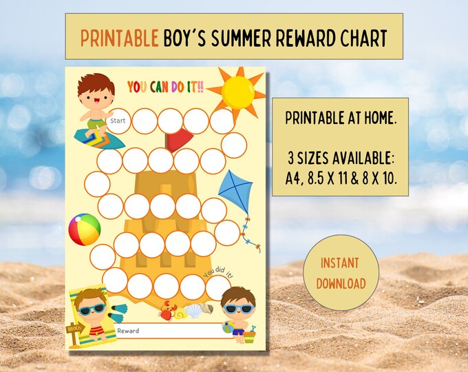 Printable Beach Reward Chart: Summer Chore Tracker (digital Download ...