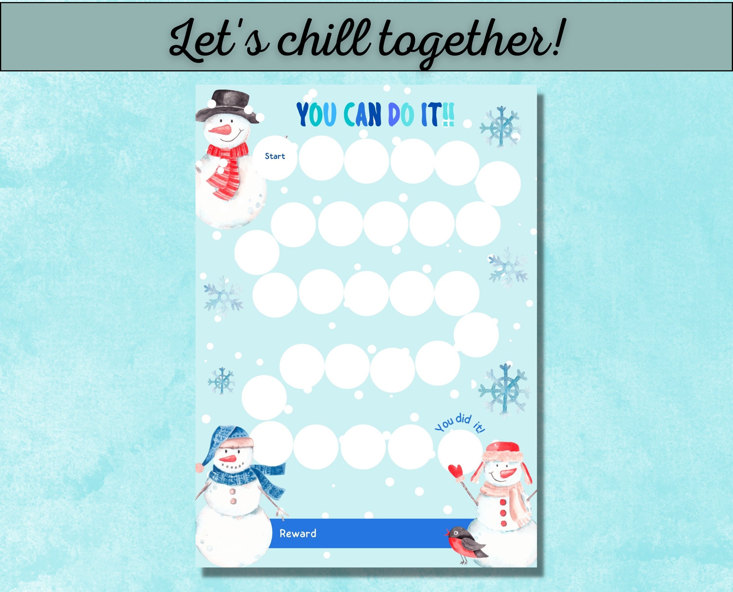 Snowy Reward Chart for Kids,printable Snowman Sticker Chart, Chore ...