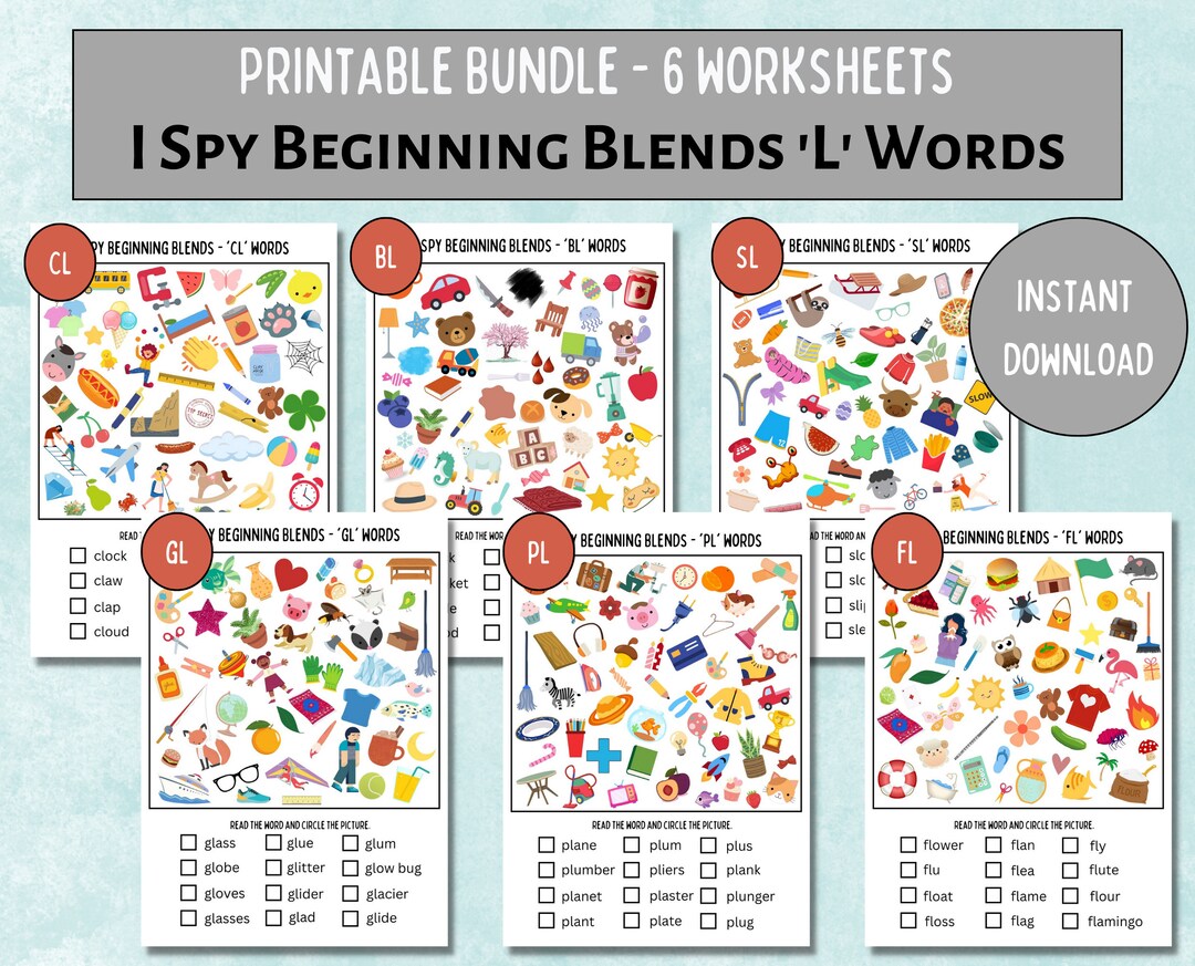 Beginning Word Blends Printable I Spy Game Consonant Blends - Etsy