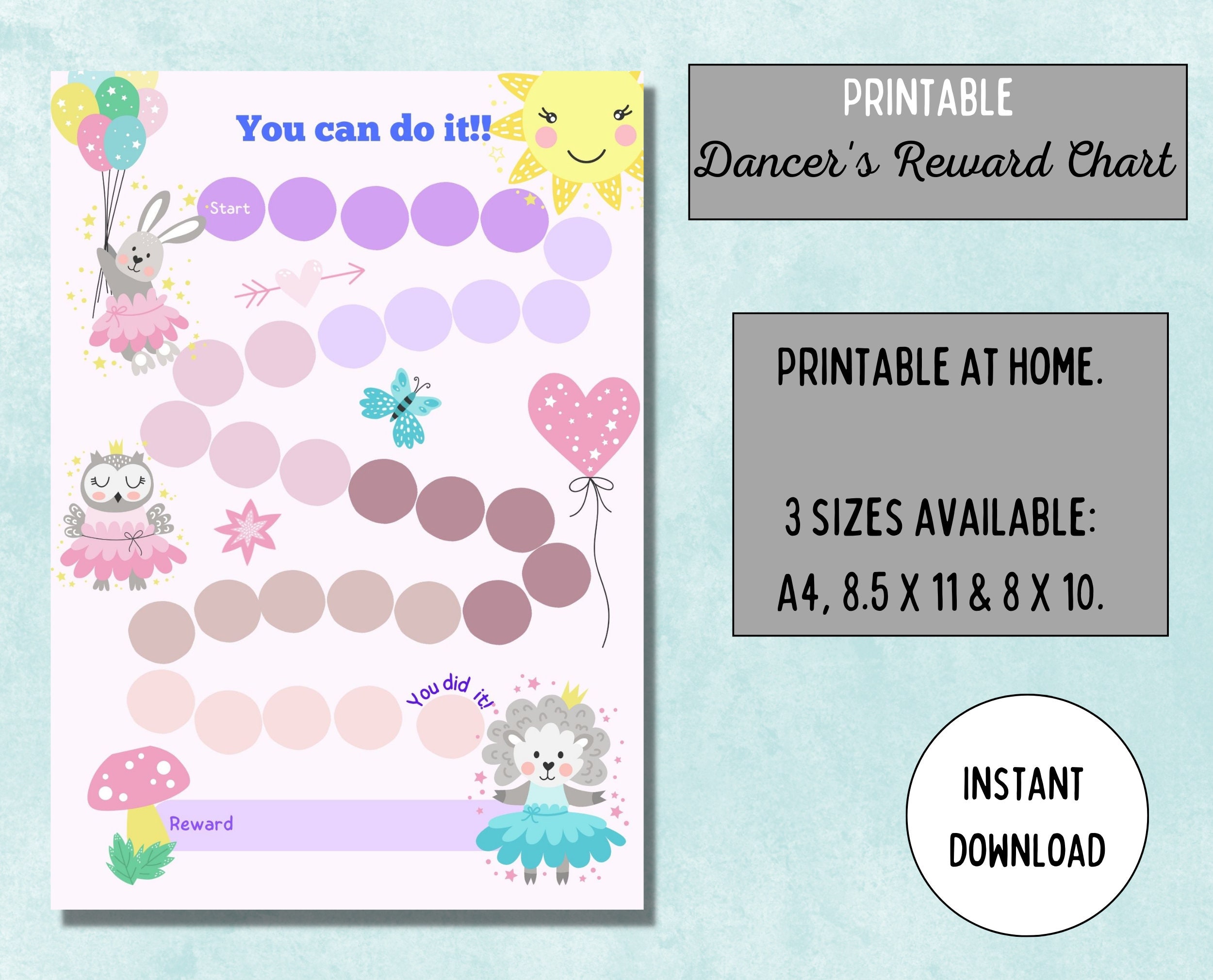 Printable Dancing Reward Chart, Daily Chore Chart, Sticker Chart for ...