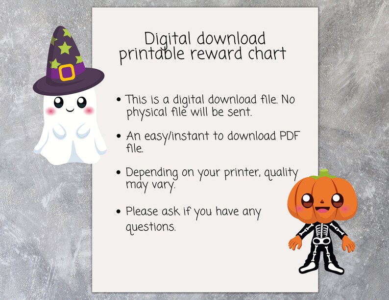 Halloween Reward Chart Printable: Kids Chore Chart (digital Download ...