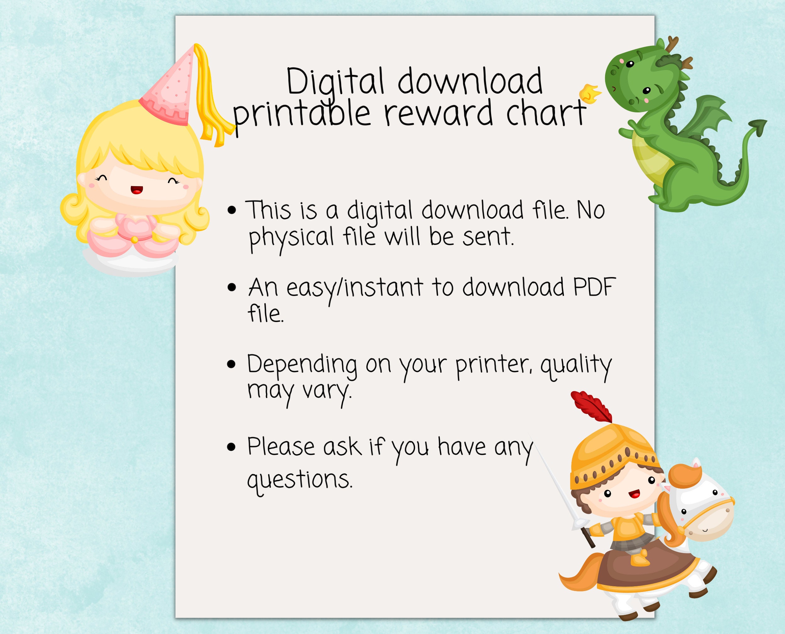 Printable Knights Reward Chart, Kids Daily Chore Chart, Boys Sticker ...