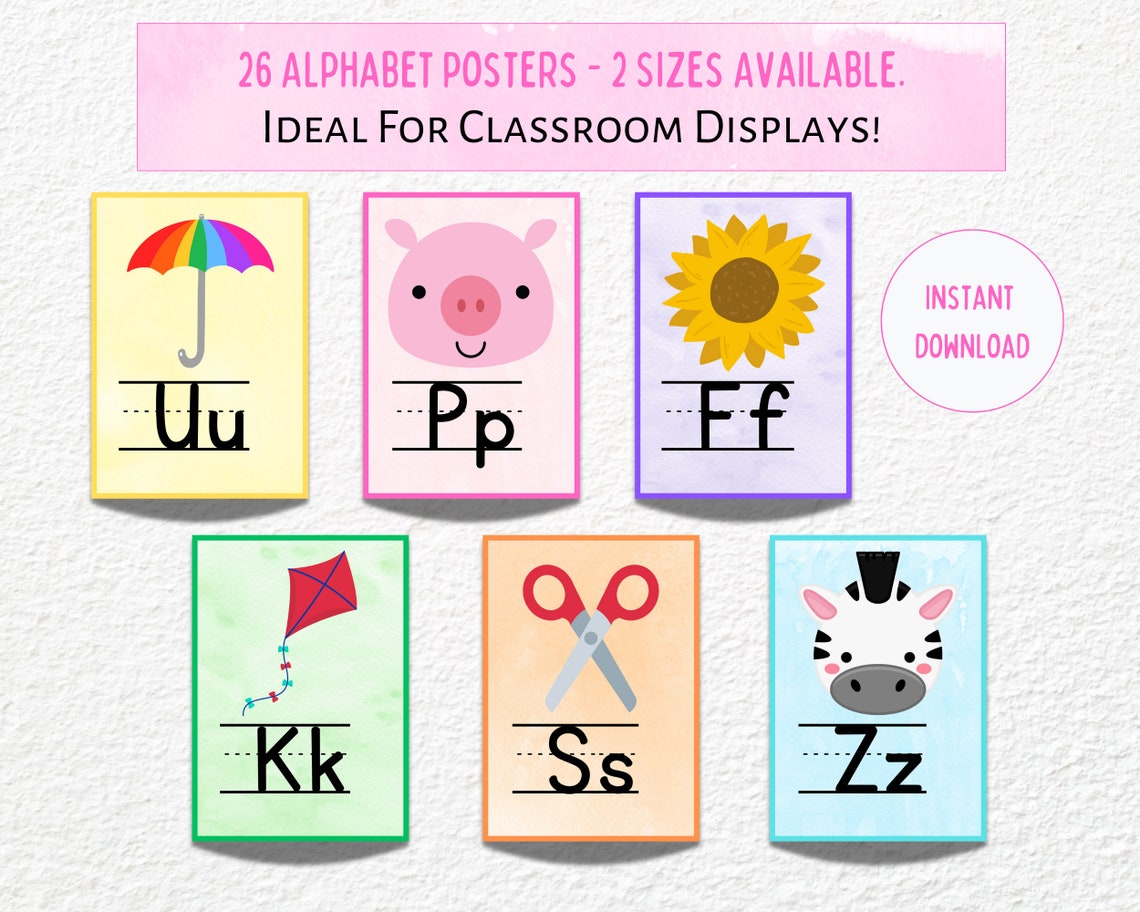 ABC Poster Pack: Rainbow Classroom Alphabet Display (digital Download ...