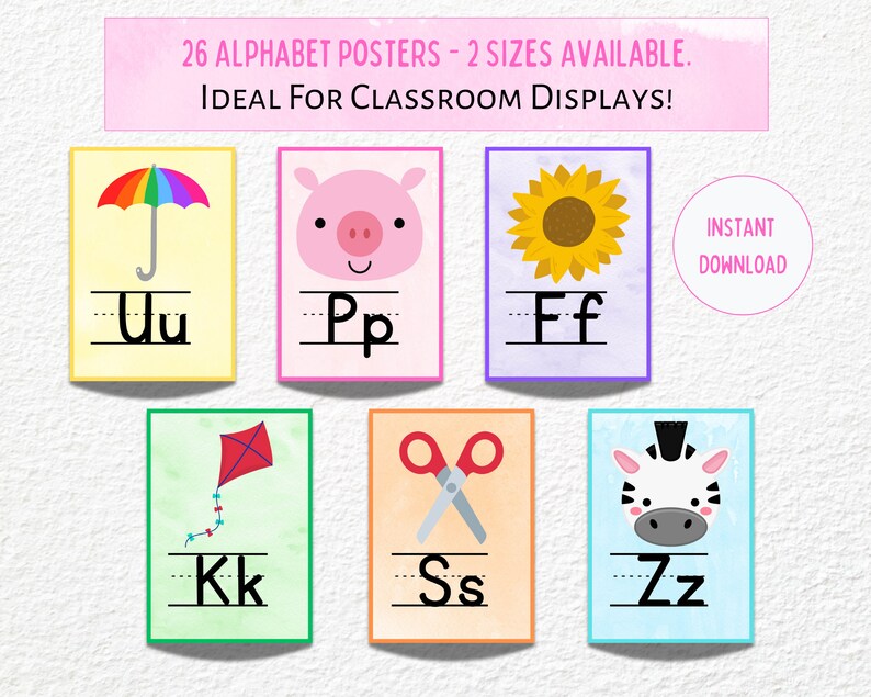 ABC Poster Pack Printable, Classroom Alphabet Display, Bulletin Board ...