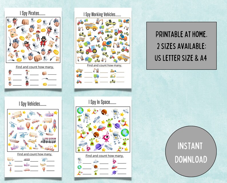 I Spy Printable Activities for Preschool 4 I Spy Counting - Etsy