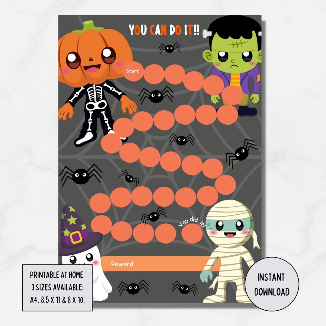 Halloween Reward Chart Printable, Kids Chore Chart (digital Download ...