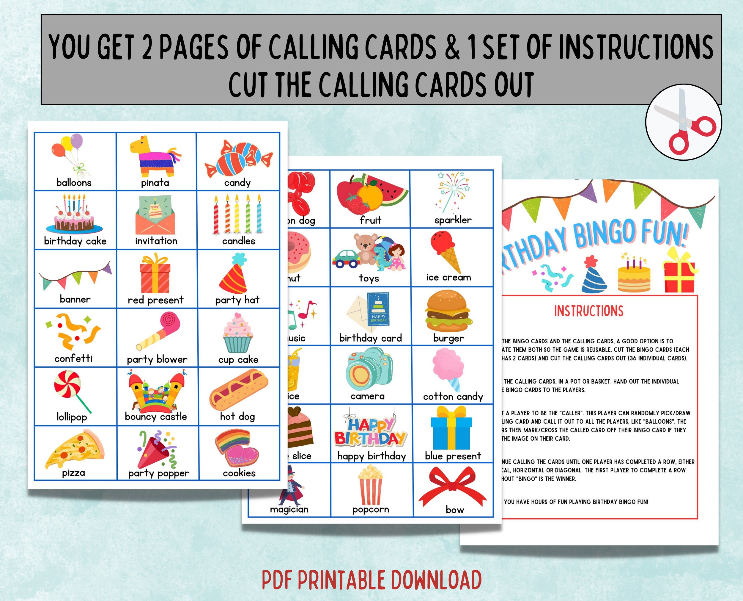Birthday Bingo Printable Game,birthday Bingo, Birthday Kids Activities ...