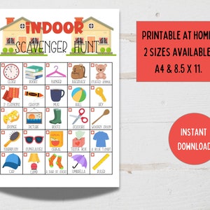 Printable Indoor Scavenger Hunt Kids, Indoor Look and Find, Home ...