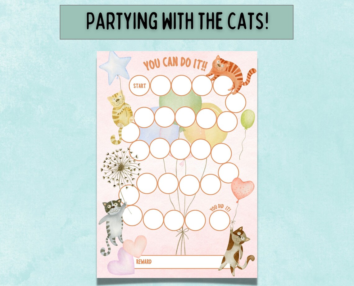 Cat Reward Chart , Printable Routine Sticker Chart, Behaviour Chart ...