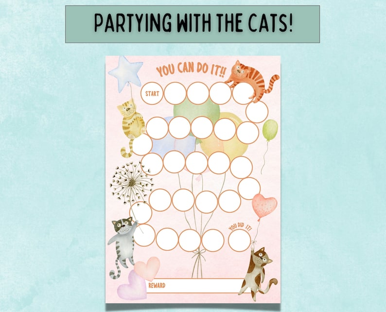 Cat Reward Chart , Printable Routine Sticker Chart, Behaviour Chart ...