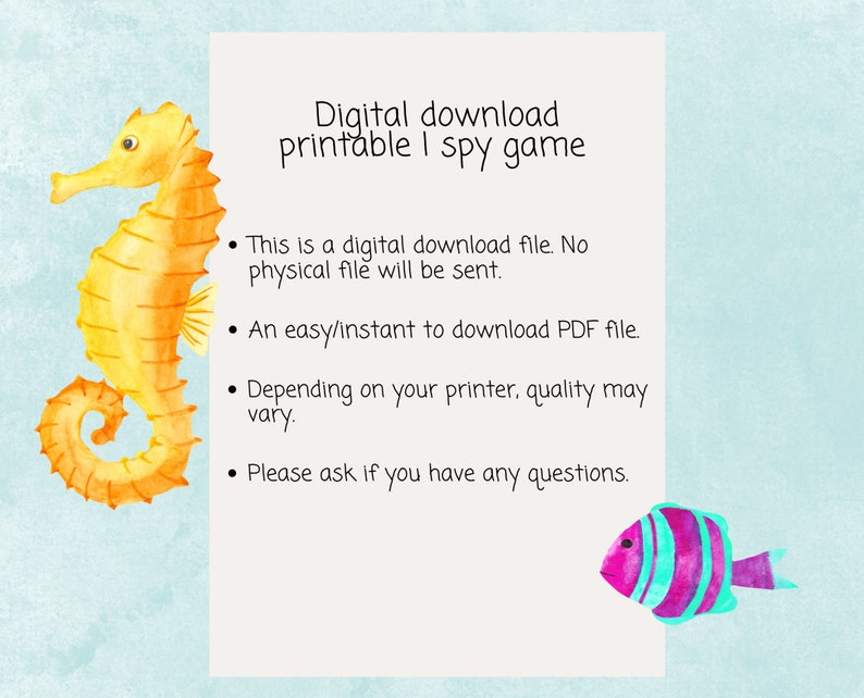 I Spy in the Ocean Printable: Kids Counting Game (digital Download) - Etsy